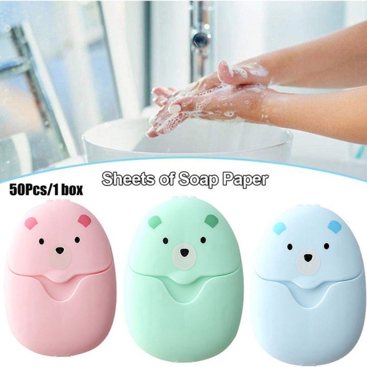 【Ready Stock】50Pcs/Box Disposable Boxed Paper Soap Travel Portable Hand ...