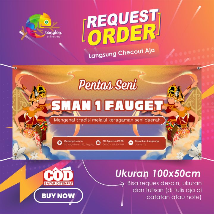 Spanduk Banner Pentas Seni Ilustrasi Tradisional Merah dan Coklat ...