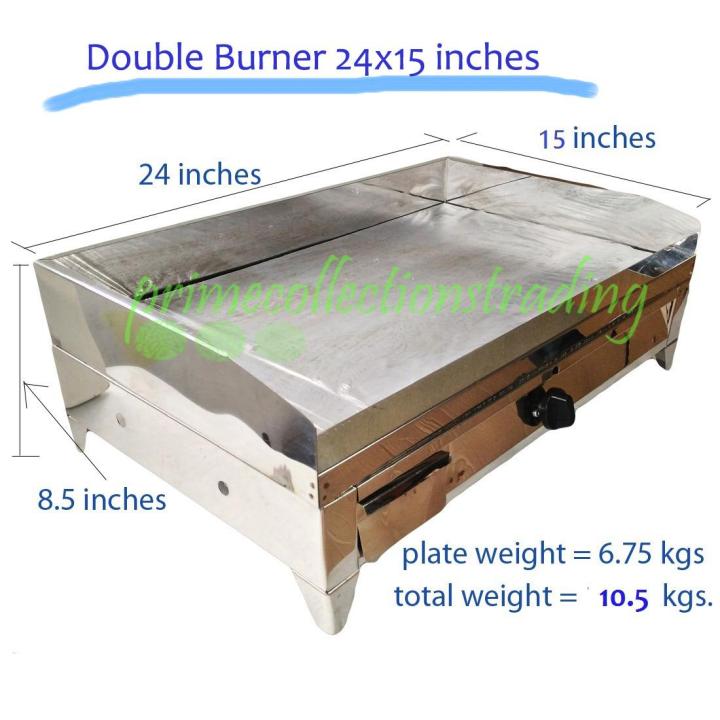 Double Burner Stainless Burger Hotdog Egg Gas Griller Griddle 24x15 ...