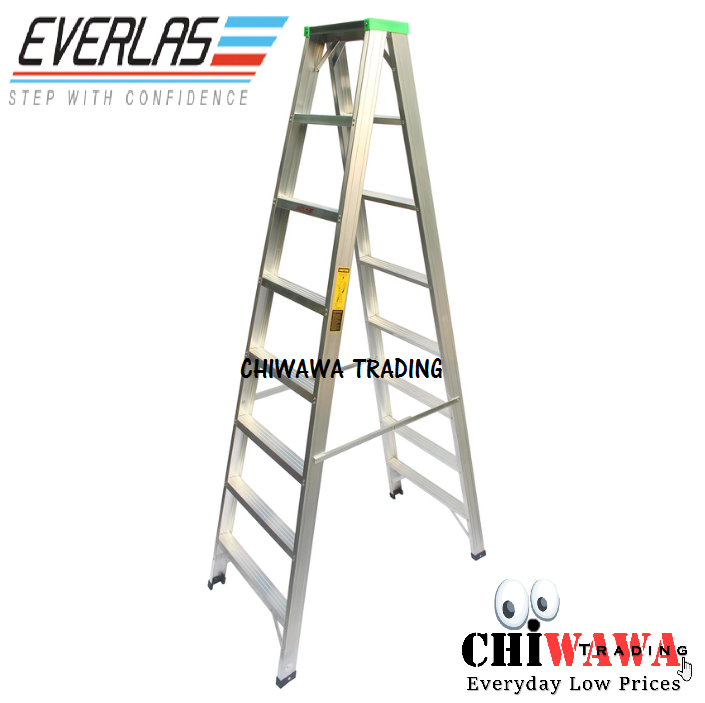 Everlas DS14 14 Steps Heavy Duty Foldable Aluminium Double Sided Ladder ...