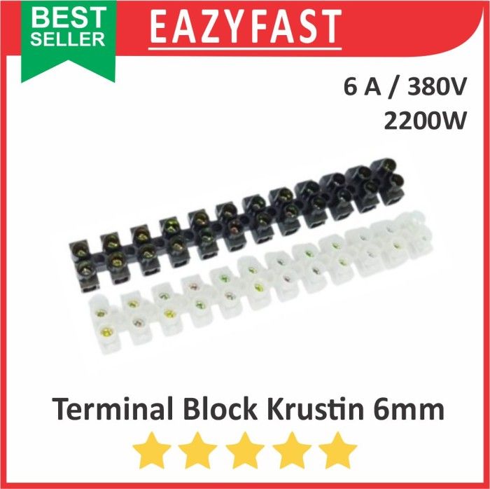 Terminal Block Krustin 6mm 5A Panel Listrik PLN Terminal Screw Cable ...