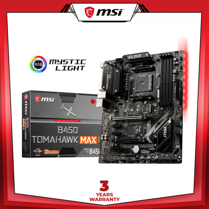 MSi B450 TOMAHAWK MAX II AMD B450 Chipset Gaming Motherboard with ...