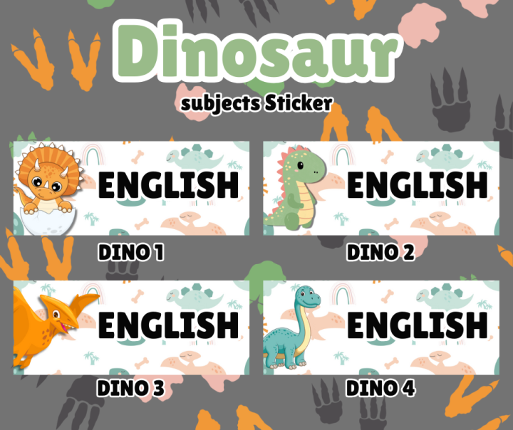 14 pcs. Laminated Dinosaurs Subject, Name Sticker for 2025 | Lazada PH