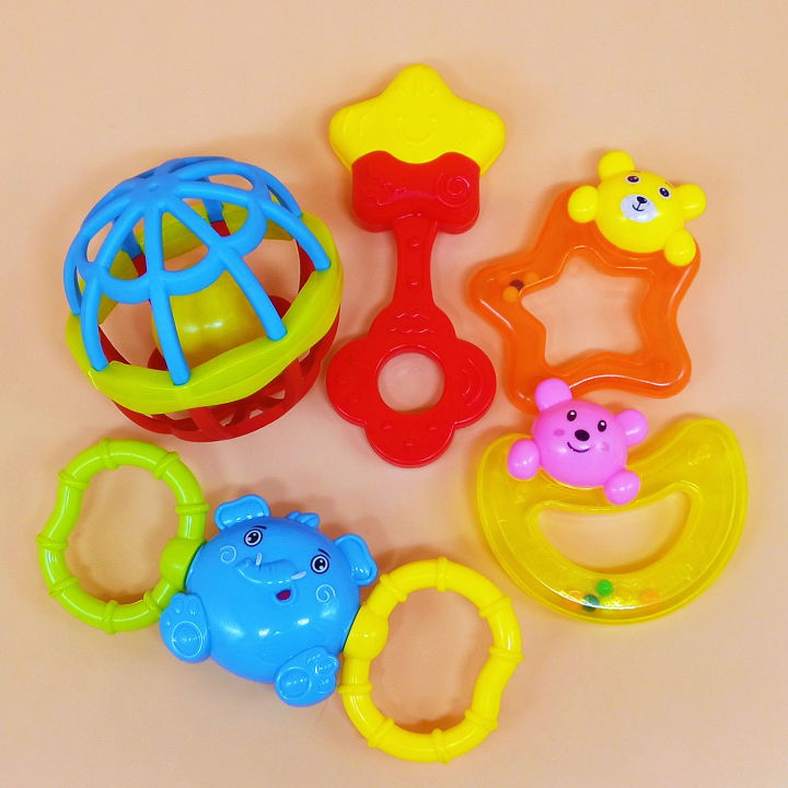 Baby Rattles Shaker 5 in 1 Hand Toys for Infant Development Plastic ...