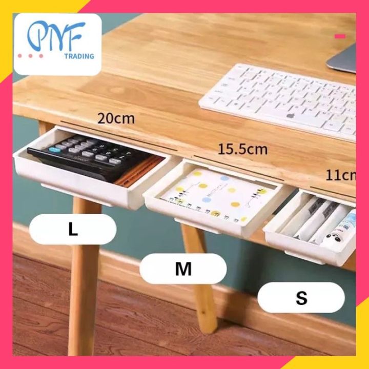 Self-Adhesive Under Desk Drawer Pencil Tray Hidden Table Under ...