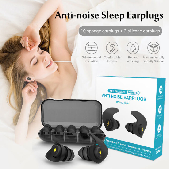 Original Zk40 Noise Cancelling Earplugs Sponge Anti Snoring Triple ...