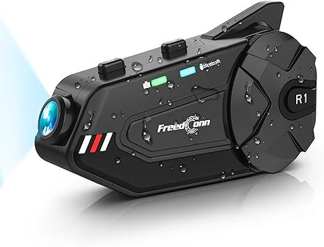 FreedConn R1 PRO Bluetooth 5.0 Motorcycle Group Intercom HD 2K Video FM ...