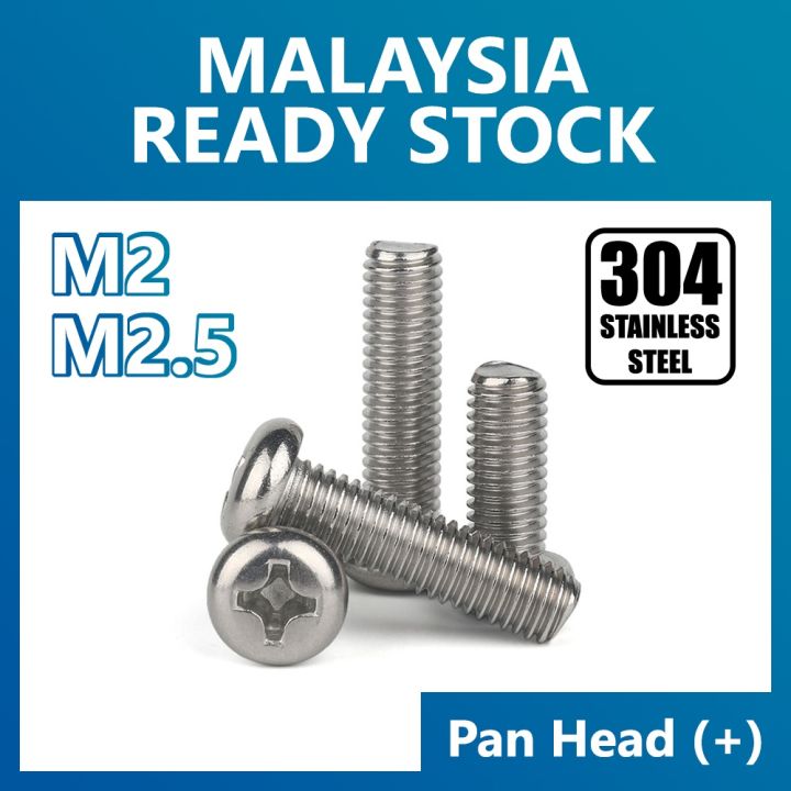 M2 M2.5 Screw Pan Head Phillips 304 Stainless Steel GB818 Skru Small ...