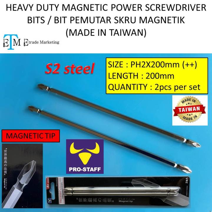 PRO-STAFF HEAVY DUTY MAGNETIC POWER SCREWDRIVER BITS PH2X200mm ...