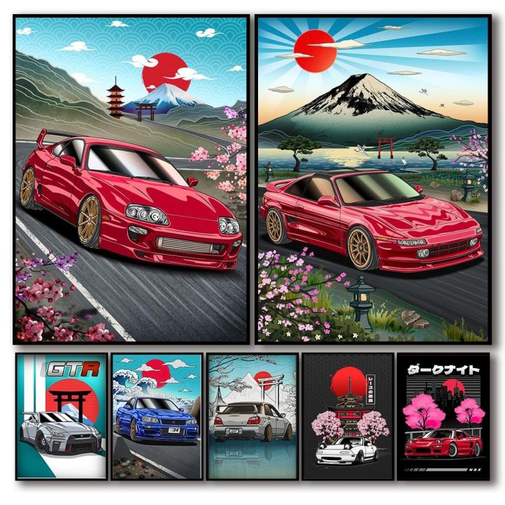 ۞ City Street Car Racing GTR SUV 80S Synthwave Neon Poster Aesthetics ...