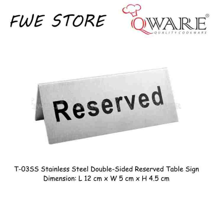 Qware Stainless Steel Double-Sided Reserved Table Sign T-03SS ...