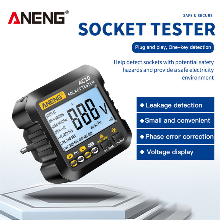 ANENG AC10 Socket Tester Plug Detector Zero Line Plug Polarity Phase ...