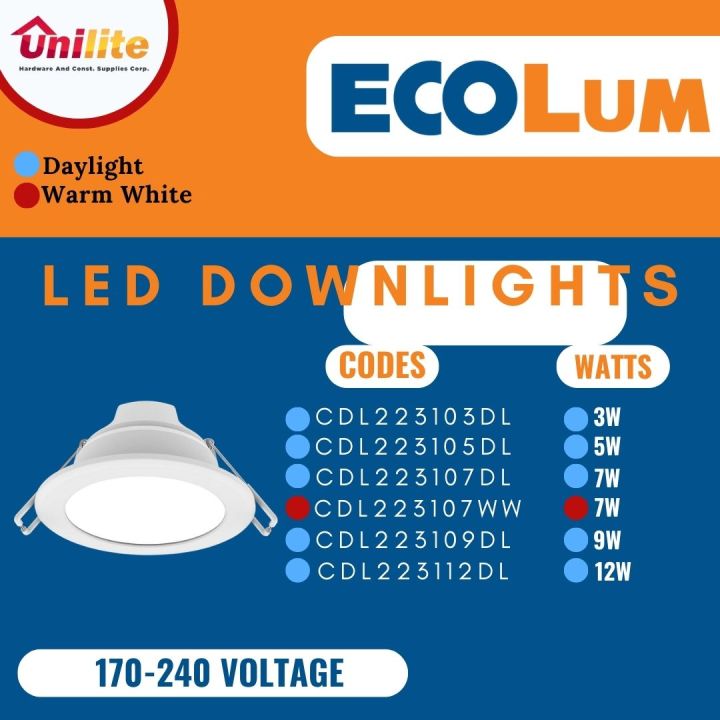 ECOLUM LED RECESSED INTEGRATED DOWNLIGHT | Lazada PH