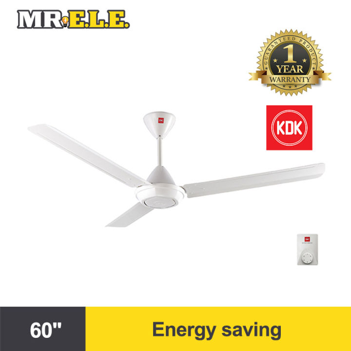 KDK 60'' Ceiling Fan K15VO K15VC White 3 Blades Regulator Ceiling Fan ...
