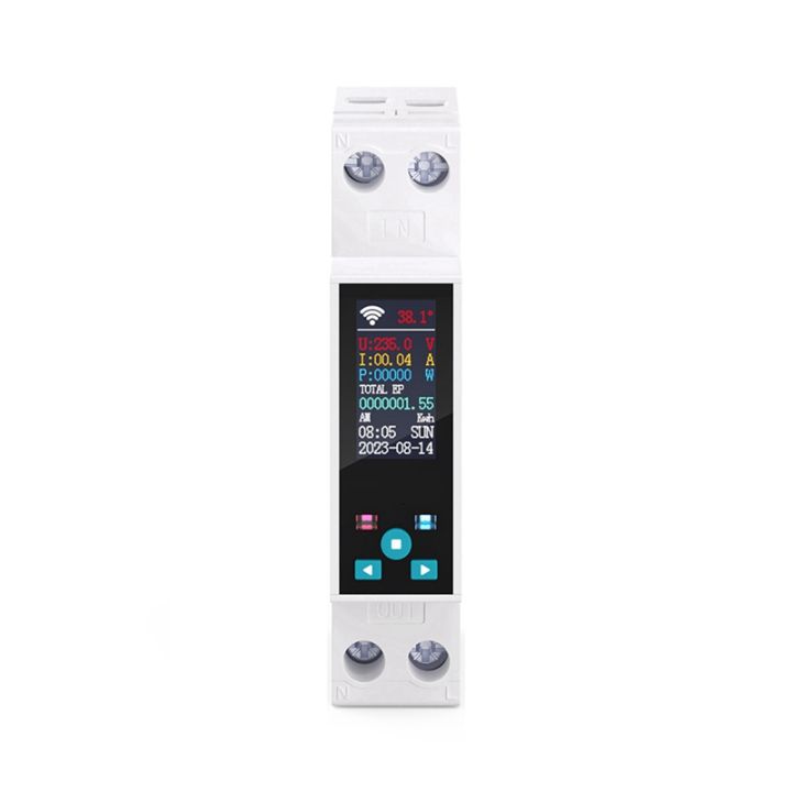 50A Tuya WIFI Smart Switch Circuit Breaker LCD Energy Meter KWh Power ...