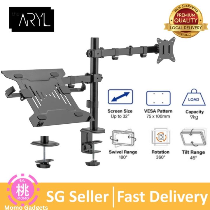 the Aryl Premium Monitor Desk Stand Mount, Fully Adjustable, Tilt ...