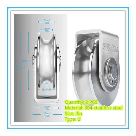 304 Stainless Steel Bearing Track Pulley Steel Wire Rope Pulley U ...