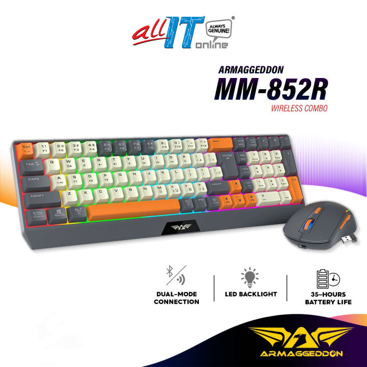 Armaggeddon MM 852R DUO Stealth Dual-Mode Connectivity Gaming Keyboard ...