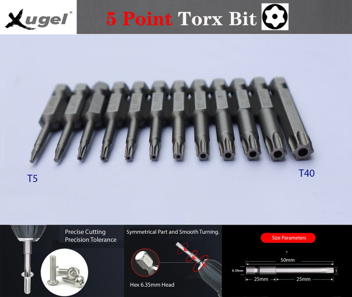 Xugel Trox Screw Bit Set Hex 6.35mm Hex Shank S2 Hardened Trox ...