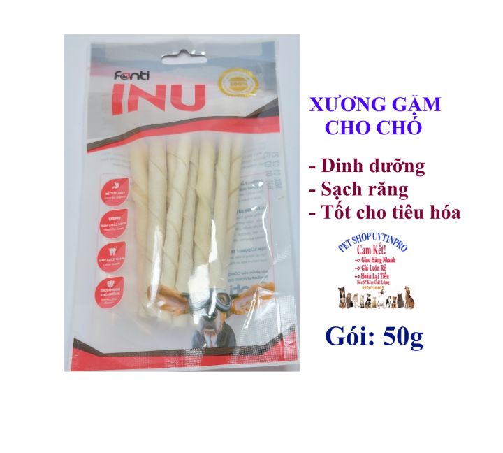 XƯƠNG GẶM CHO CHÓ Fonti INU C14 Que da heo Gói 50g Thơm ngon Dinh dưỡng ...