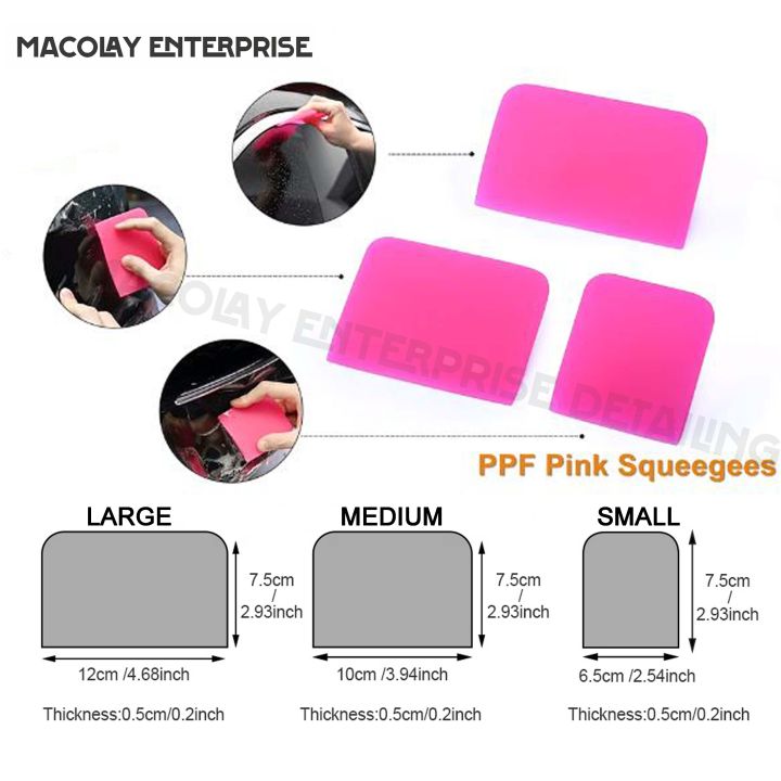 WR-024 Medium Hard PINK Rubber Squeegee for PPF Macolay Enterprise ...