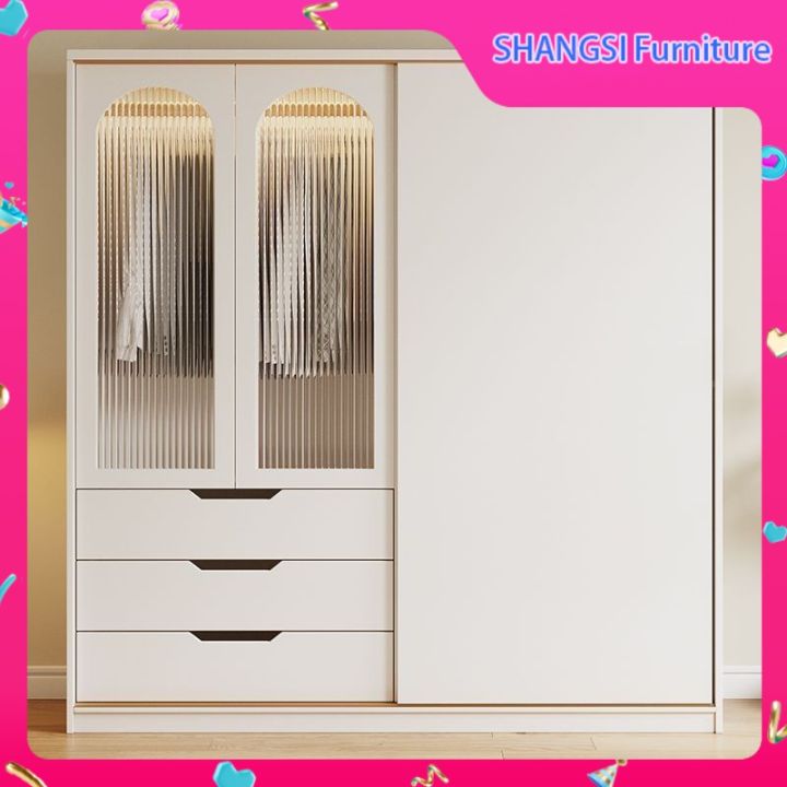 Solid Wood Closet Home Bedroom Sliding Door Cabinet Simple Storage ...