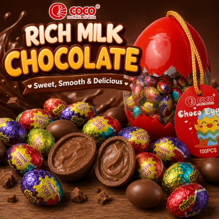 COCO Chocolate Eggs 100PCS 500g | Milk Chocolate Candy with Colorful ...