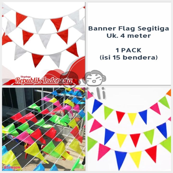 Banner Flag Karnaval Segitiga HUT RI Dirgahayu Bendera Bunting 17 ...