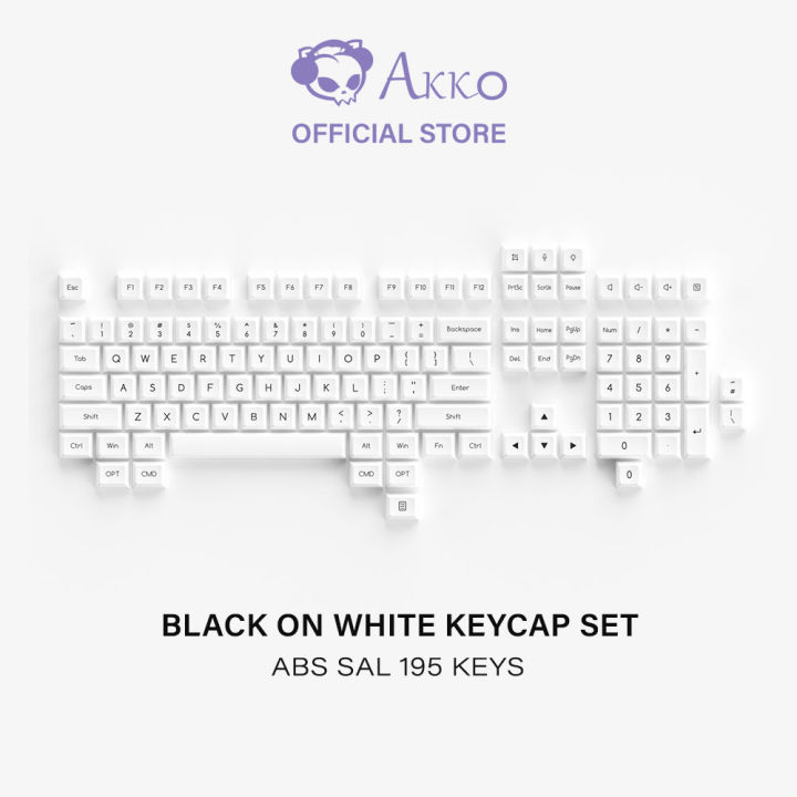 Akko Black on White Keycap Set - ABS SAL 195 Keys | Lazada
