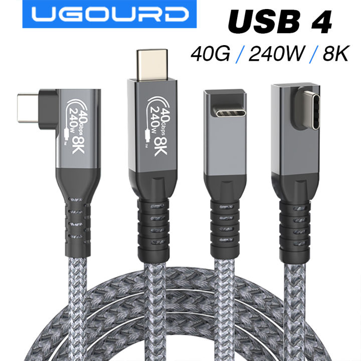 【Quality】 Thunderbolt USB 4 90 degree Angle Cable 40Gbps USB4 Elbow Type C Thunderbolt3 4 Data ...