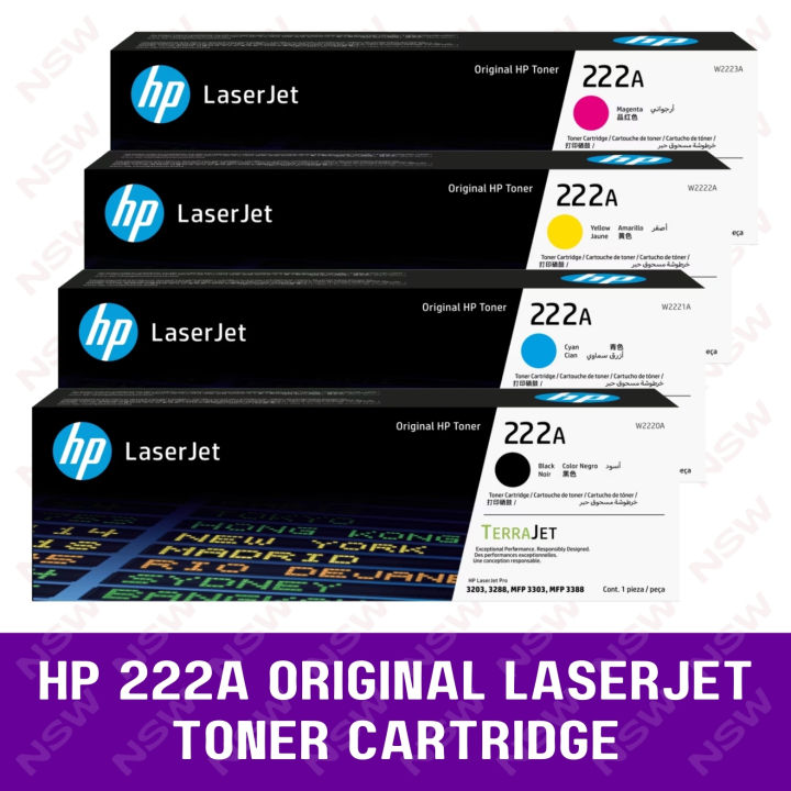 HP 222A Original LaserJet Toner Cartridge - Black (W2220A) or Cyan ...