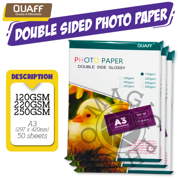 Magic photo QUAFF A3 Size Double Sided Glossy Photo Paper 120gsm ...