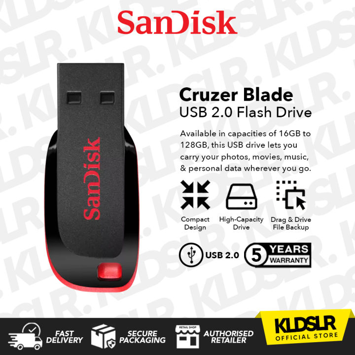 SanDisk Cruzer Blade 8GB / 16GB / 32GB / 64GB / 128GB USB 2.0 Flash Drive / Pendrive (SanDisk ...
