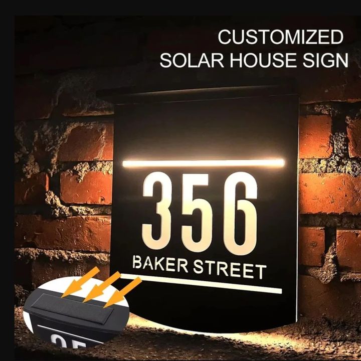 Customized Exterior Led House Numbers Solar House Number Outdoor ...