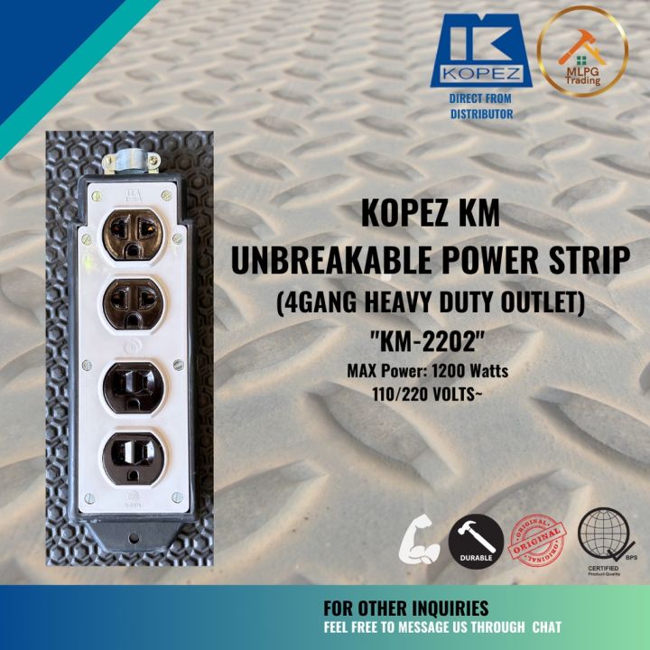 Kopez Unbreakable Power Strip (4 Gang Heavy Duty Outlet) | KM-2202 ...