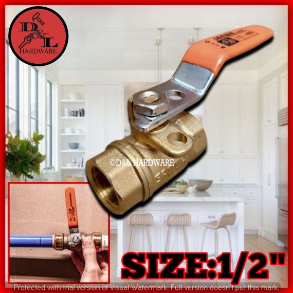 D-1205 Ball Valve with Lock wing 1/2 Brass for Water Meter All Copper ...