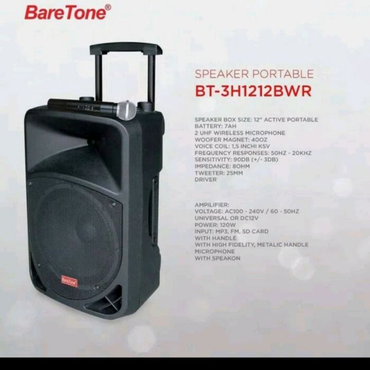 Speaker portabel wireless meeting Baretone 12 inci Bluetooth | Lazada ...