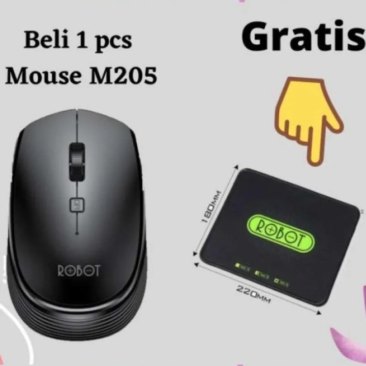 ROBOT Original M200 Mouse Wireless Silent Mute / M205 Non silent , ada ...