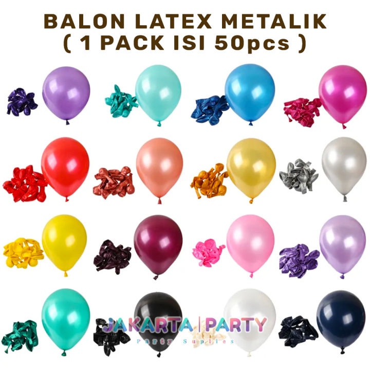 ISI 50 PCS Balon Latex Metalik 1 Pack / Balon Per Pack / Balon Latek ...