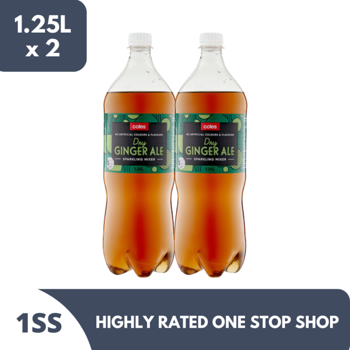 Coles Dry Ginger Ale Sparkling Mixer 1.25L x 2 (Exp May 2, 2024 ...