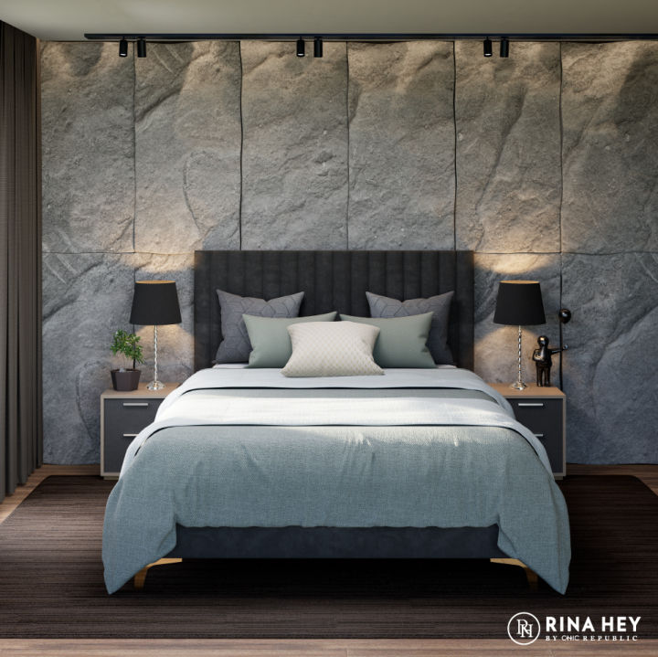 Rina Hey เตียง 5 ฟุต รุ่น MINDILA/150 - สี เทาเข้ม | Lazada.co.th