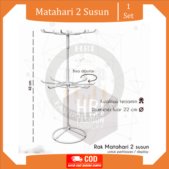 Rak Display Putar Matahari 2 Susun Pipa Kecil Gantungan Aksesoris ...