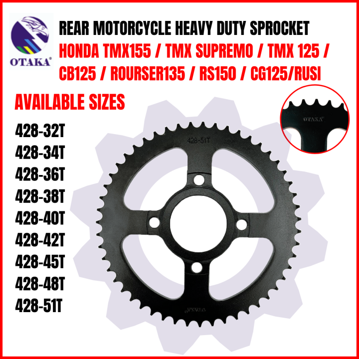 OTAKA MOTORCYCLE REAR SPROCKET HONDA TMX155/ TMX SUPREMO / TMX 125 ...