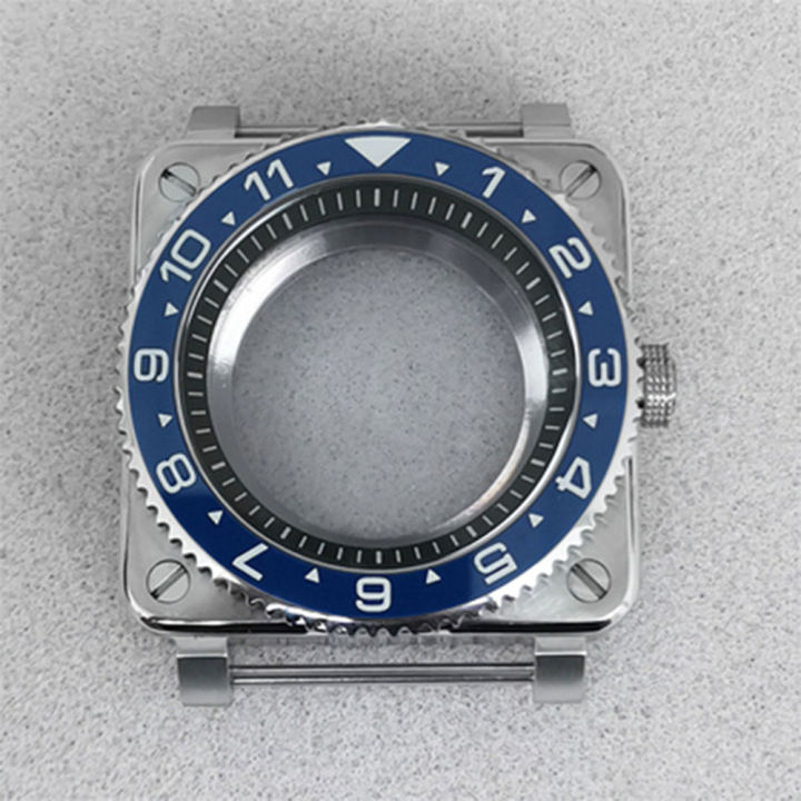 Steel Square Case Watch Accessories 42MM Black and White Bar Inside ...