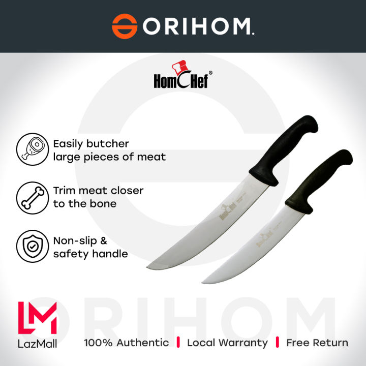 HOMCHEF 8/10 inch Scimitar Butcher Knife Stainless Steel Curved ... HOMCHEF 8/10 inch Scimitar Butcher Knife Stainless Steel Curved ...