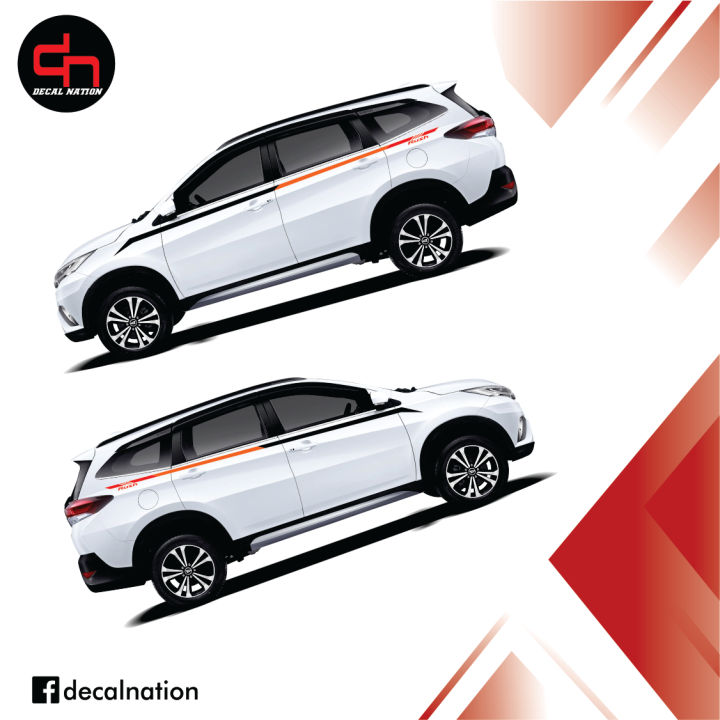 Toyota Rush Both Sides Linear decal Design #3 Red, Orange and Black ...