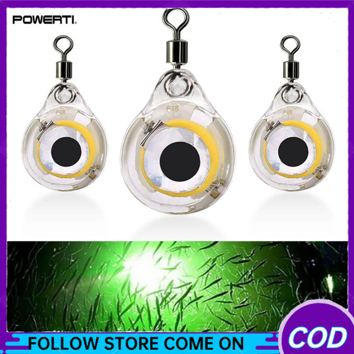 3pcs Led Eye Shape Mini Fishing Lure Trap Light Built-in Button Battery ...