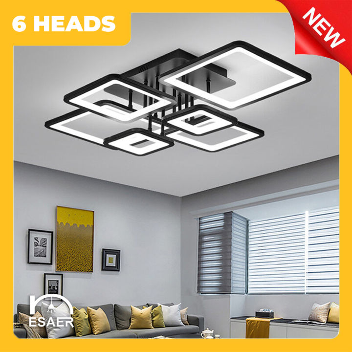 ESAER 3/6 Heads 3-Color LED Modern Ceiling Light Chandelier for Living ...