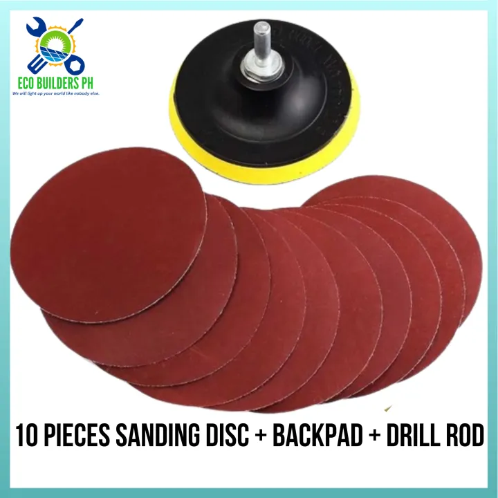 10PCS 4 inches Sanding Disc + Drill Adaptor Hook Loop Sander Backed Pad ...