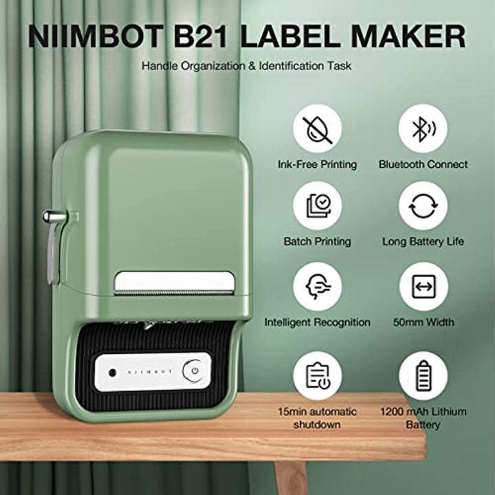 NIIMBOT B21 Label Maker Wireless Thermal Label Printer Inkless Label Maker with Tape 1pack ...